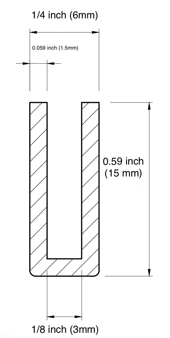 Rubber Edge Trim Square shape U Channel Fits 1/8 inch thickness (3mm ...